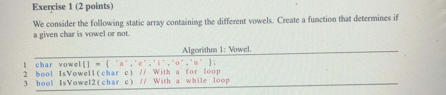 Solved Exercise 1 (2 points) We consider the following | Chegg.com