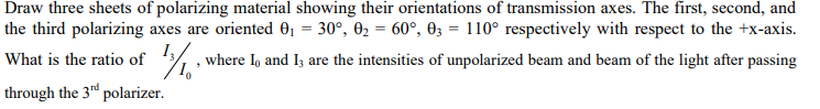 Solved Draw three sheets of polarizing material showing | Chegg.com