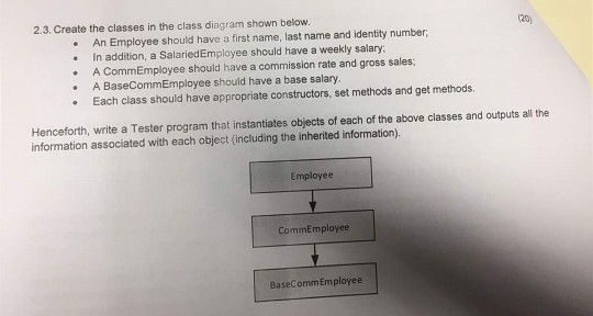 Solved 2.3. Create the classes in the class diagram shown | Chegg.com