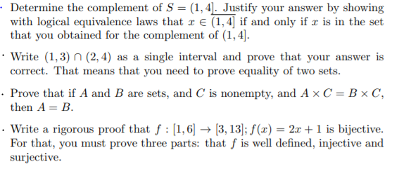 Solved Determine the complement of S - (1,4]. Justify your | Chegg.com
