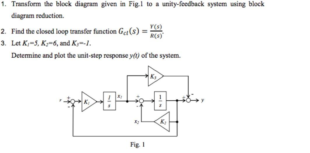 Solved 1. Transform the block diagram given in Fig.1 to a | Chegg.com