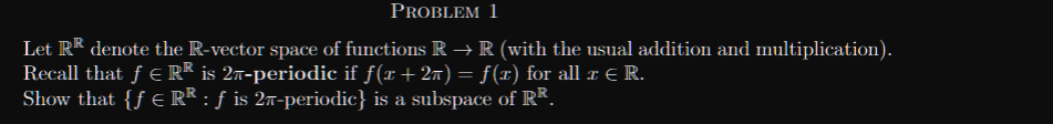 Solved Let RR denote the R-vector space of functions R→R | Chegg.com