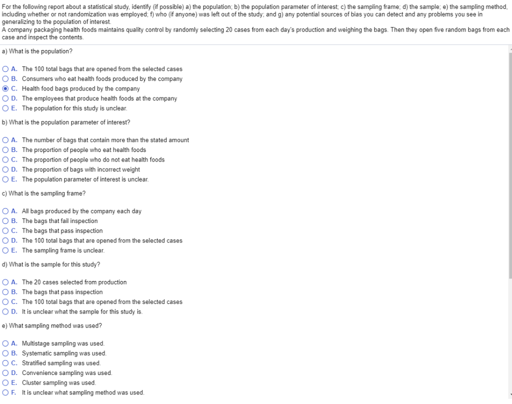 Solved For the following report about a statistical study, | Chegg.com