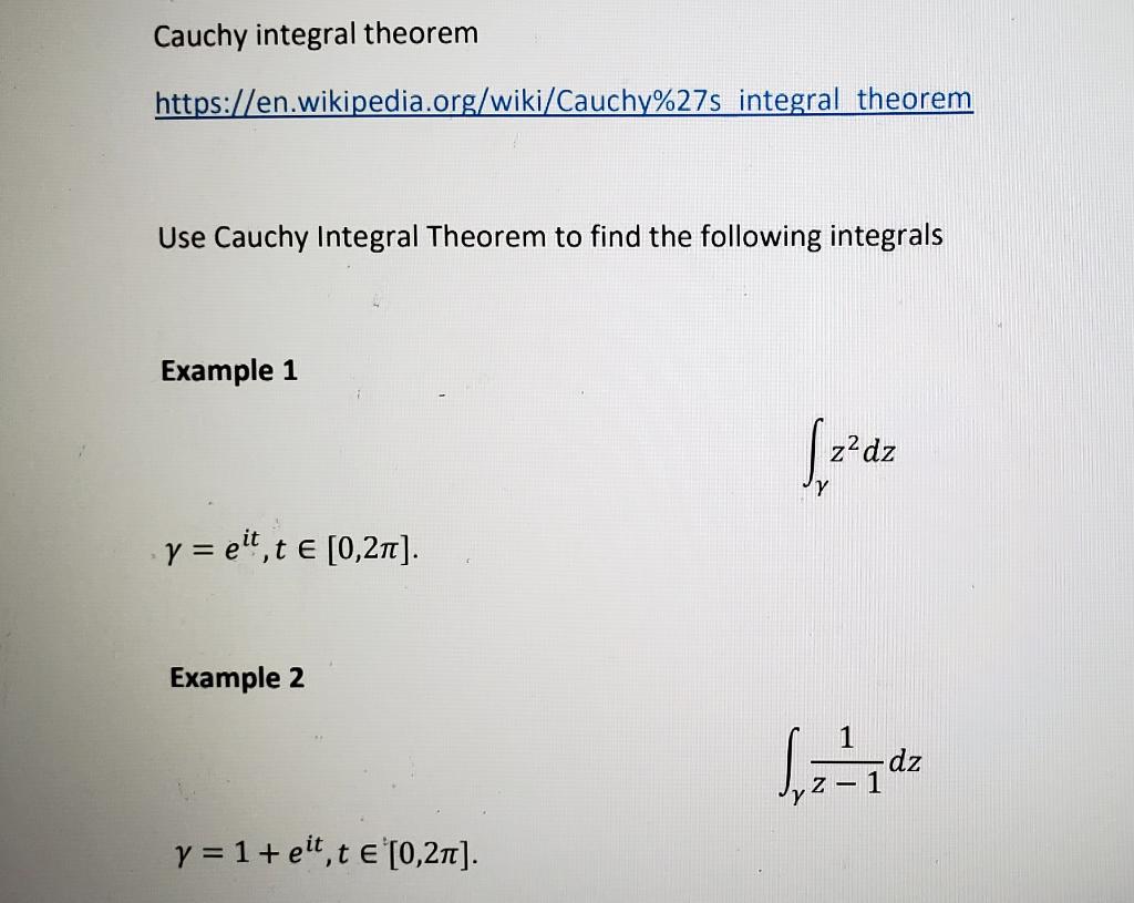 Solved Cauchy Integral Theorem Chegg