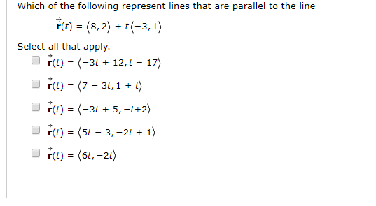 Solved Which of the following represent lines that are | Chegg.com