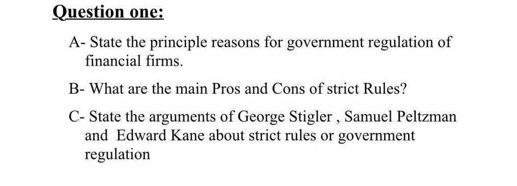Solved Question one: A- State the principle reasons for | Chegg.com