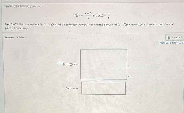 Solved Consider the following functions. f(x)=3x+5 and | Chegg.com