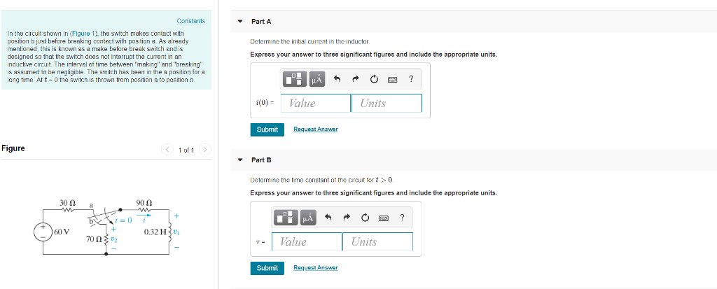 Solved Constants PartA In the circuit showri in (Figure 1), | Chegg.com