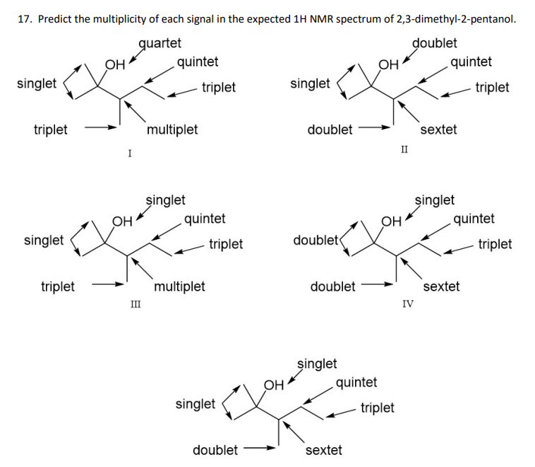 Solved 17. Predict the multiplicity of each signal in the | Chegg.com