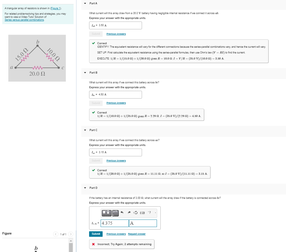 Solved A triangular array of resistors is shown in For | Chegg.com