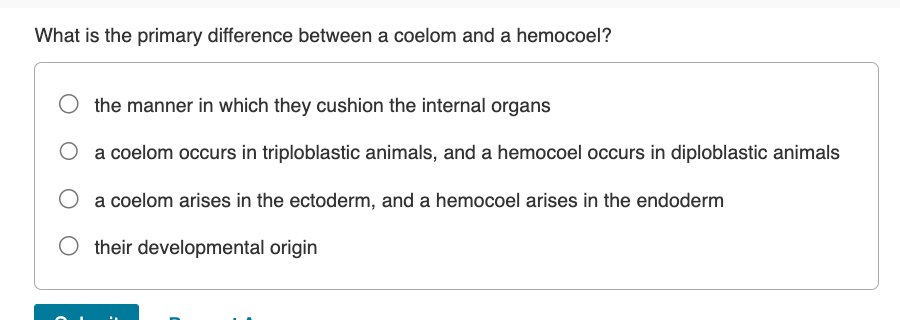 What is the primary difference between a coelom and a | Chegg.com