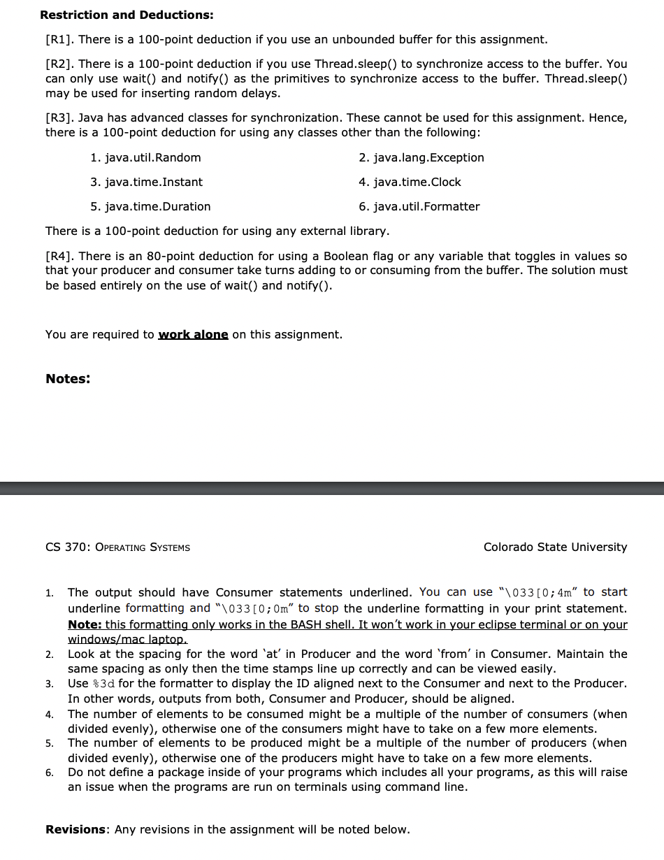 PRODUCER - CONSUMER PROBLEM: SYNCHRONIZATION This | Chegg.com