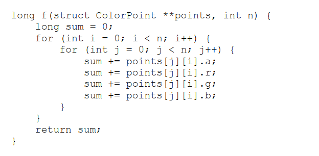 Solved C 20 Consider Following C Code Struct Color Point Create2 Darray Int N Array Hold