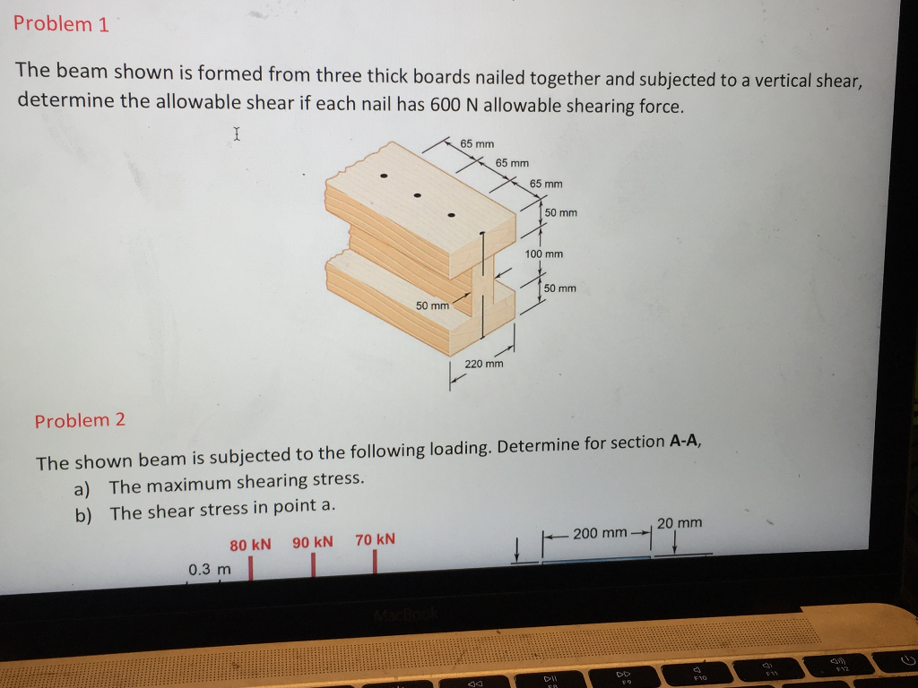 Solved Problem 1 The beam shown is formed from three thick | Chegg.com