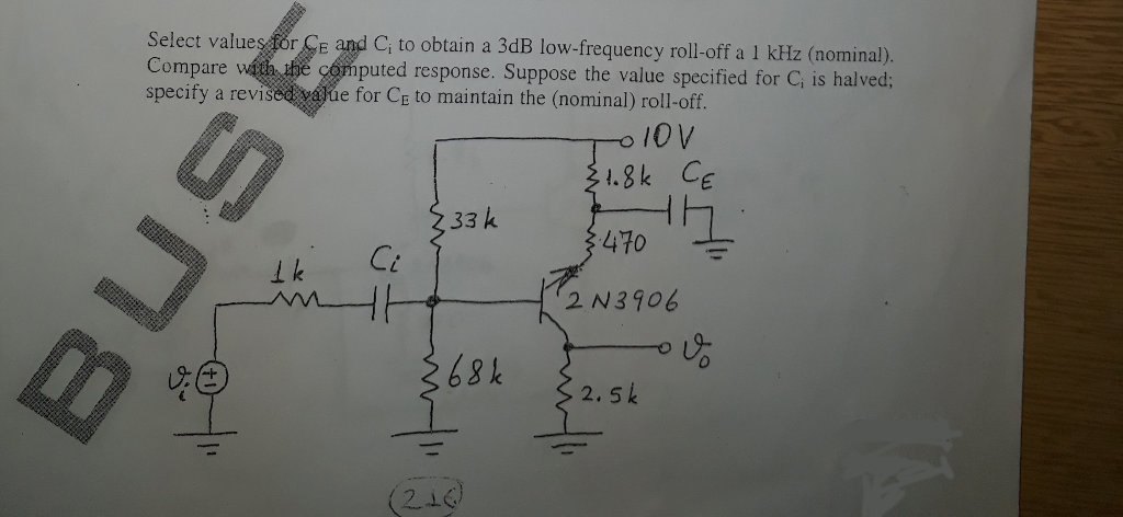 Solved Select values for CE and C to obtain a 3dB | Chegg.com