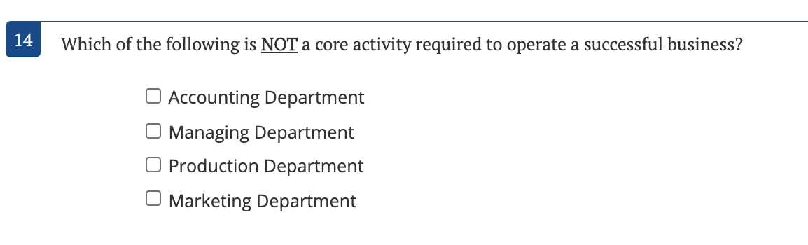 Solved 14 Which of the following is NOT a core activity | Chegg.com