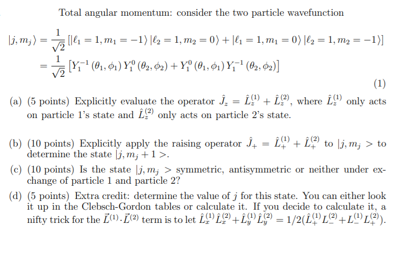 Solved Total angular momentum: consider the two particle | Chegg.com