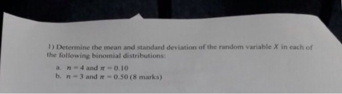 Solved Determine The Mean And Standard Deviation Of The