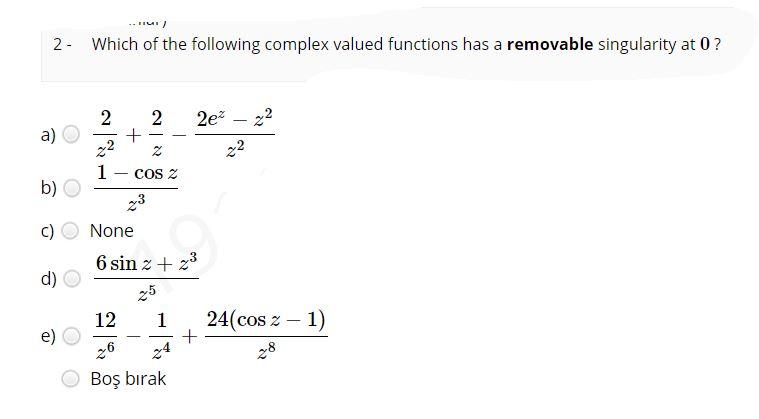 Solved ..) 2- Which of the following complex valued | Chegg.com