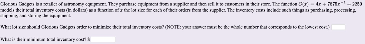 Solved Preview For the given cost function C(x) = 72900 + | Chegg.com