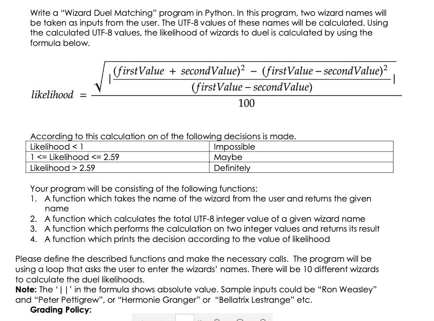 Write a "Wizard Duel Matching" program in Python. In | Chegg.com
