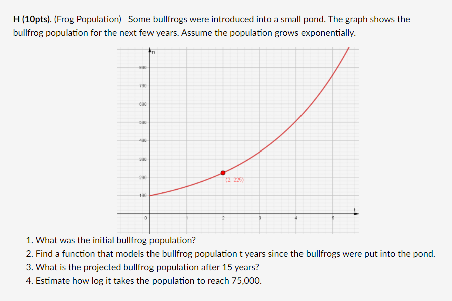 Solved H (10pts). (Frog Population) Some bullfrogs were | Chegg.com
