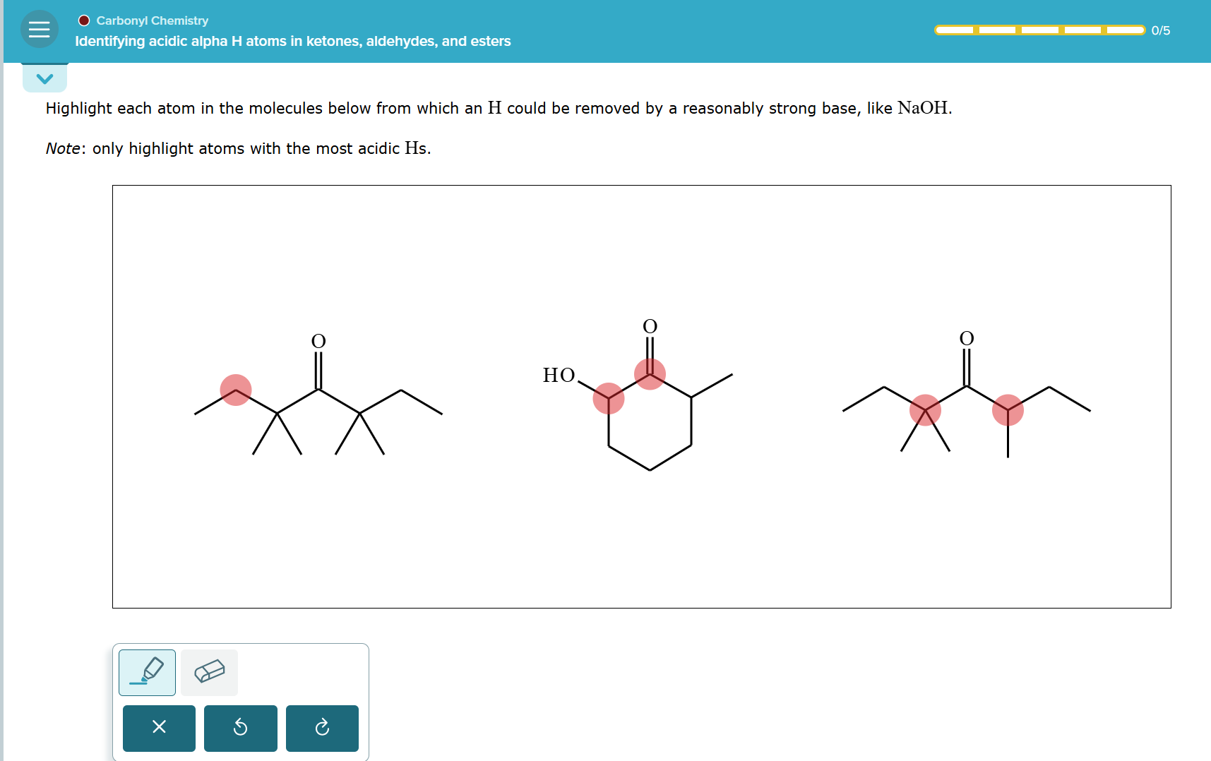 Solved Highlight each atom in the molecules below from which | Chegg.com