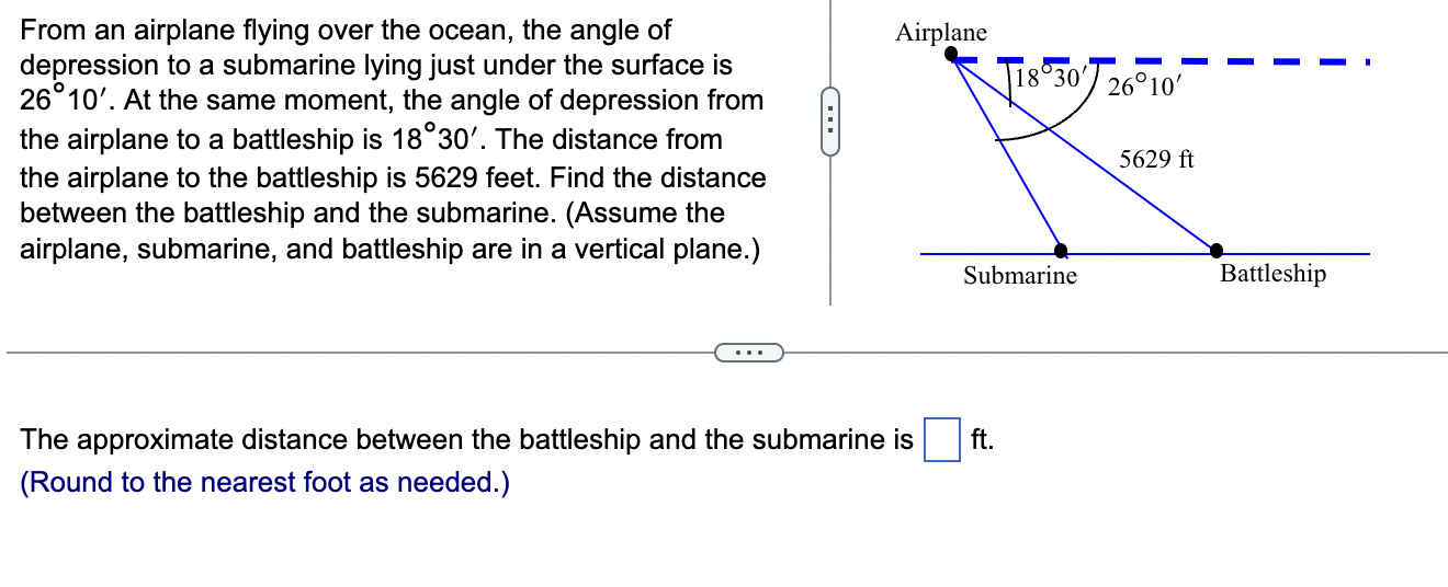 Solved From an airplane flying over the ocean, the angle of | Chegg.com