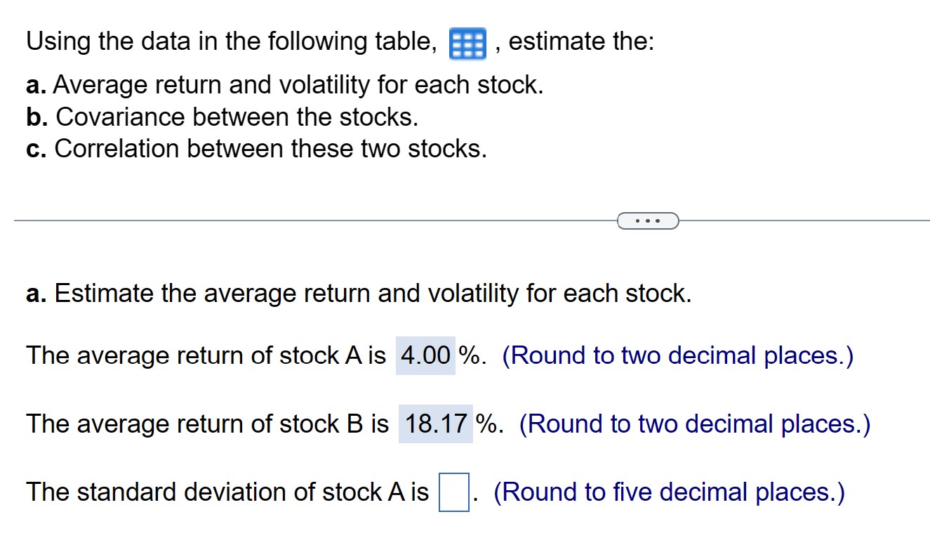 Using the data in the following table, , estimate | Chegg.com