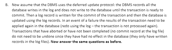 Solved 1. Assume that a DBMS has the transactions Q, R, S | Chegg.com