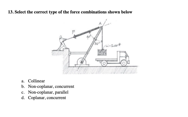 Solved 13. Select the correct type of the force combinations | Chegg.com