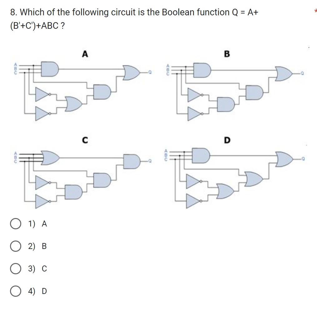 8. Which of the following circuit is the Boolean | Chegg.com