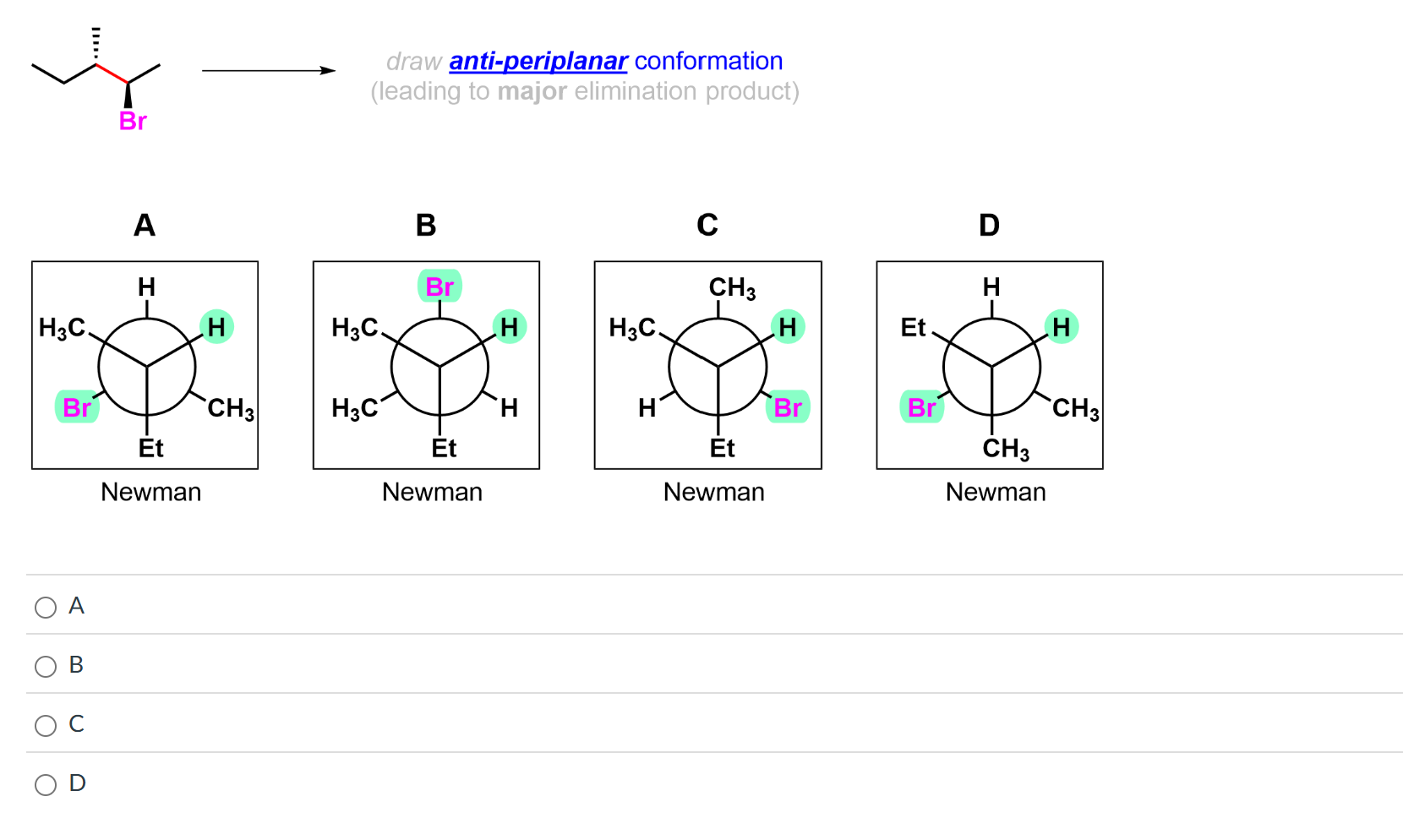 Solved Draw the appropriate Newman projection which leads to | Chegg.com