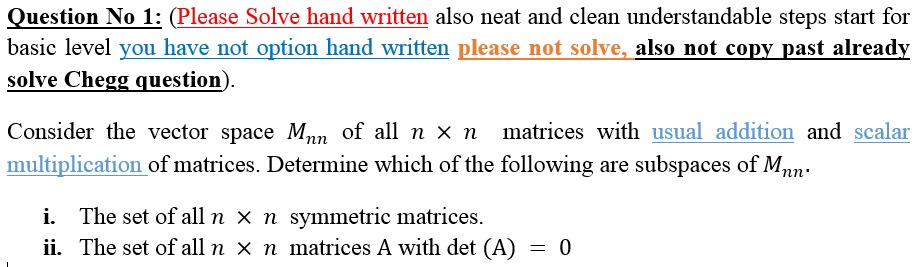 Solved Question No 1: (Please Solve hand written also neat | Chegg.com Solved Question No 1: (Please Solve hand written also neat | Chegg.com