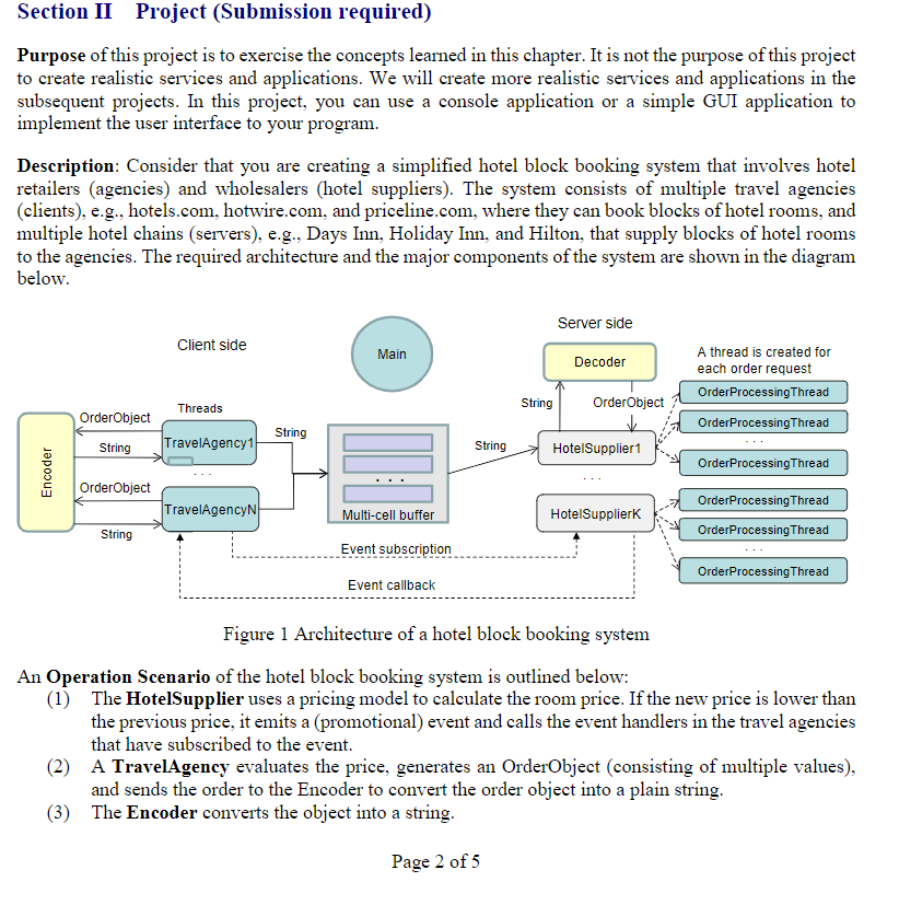 Section II Project (Submission required) Purpose of | Chegg.com