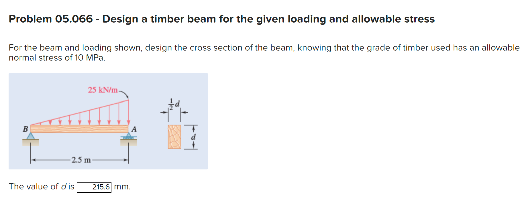 Solved Problem 05.066 - Design a timber beam for the given | Chegg.com
