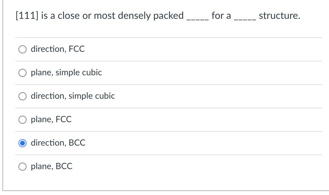 Solved [111] is a close or most densely packed for a | Chegg.com