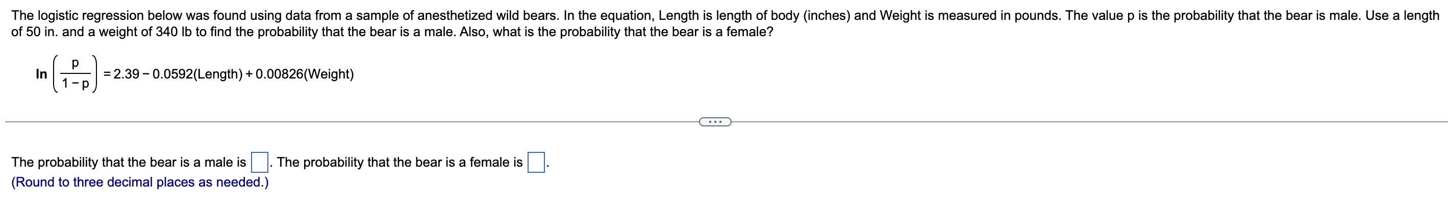 Solved The logistic regression below was found using data | Chegg.com