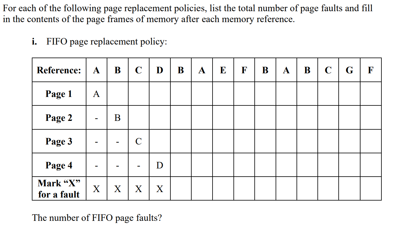 Solved or each of the following page replacement policies, | Chegg.com