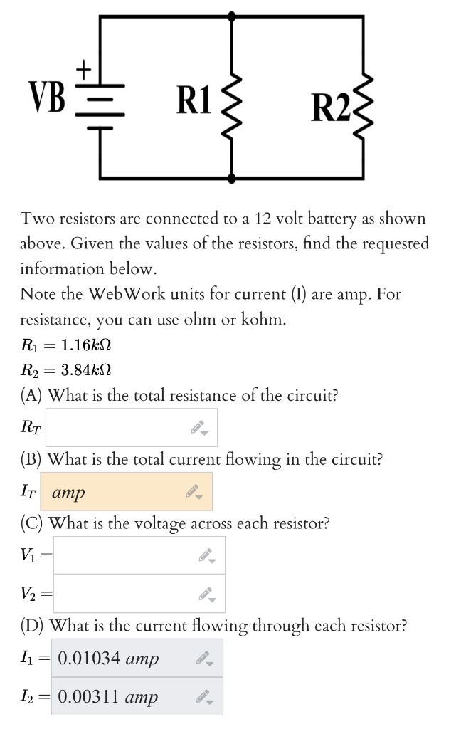 Solved Two resistors are connected to a 12 volt battery as | Chegg.com