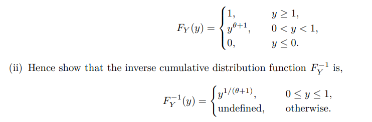 Solved FY(y)=⎩⎨⎧1,yθ+1,0,y≥10 | Chegg.com