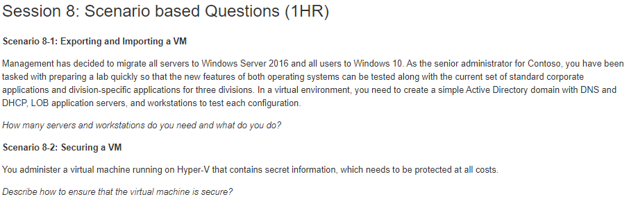 Session 1: Scenario based Questions (1HR) Scenario | Chegg.com