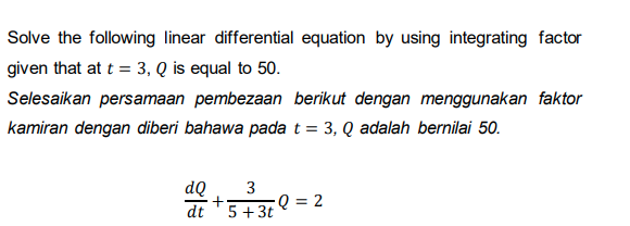 Solved Solve the following linear differential equation by | Chegg.com