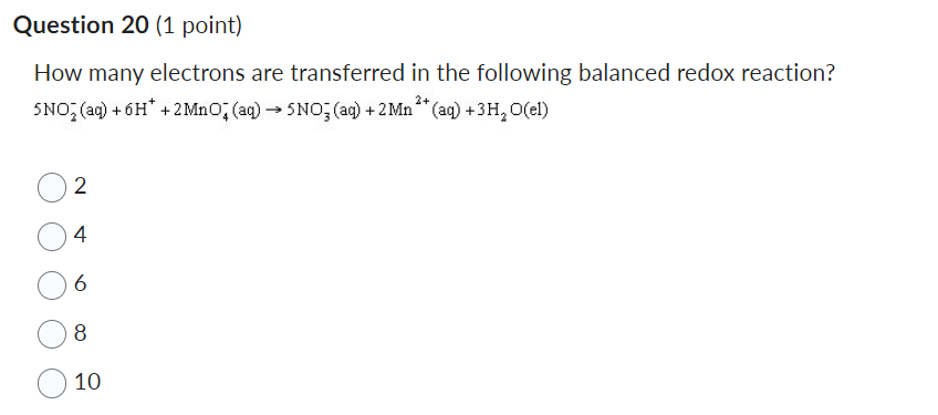 Solved Question 20 (1 ﻿point)How many electrons are | Chegg.com