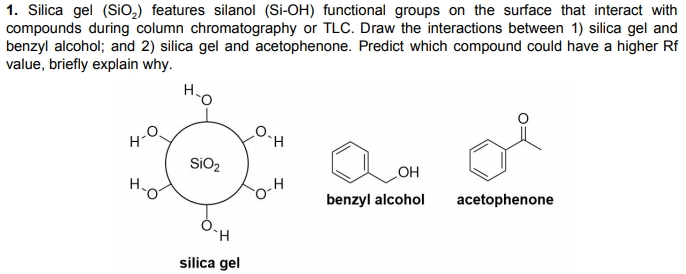 Solved 1. Silica gel (SiO2) features silanol (Si-OH) | Chegg.com