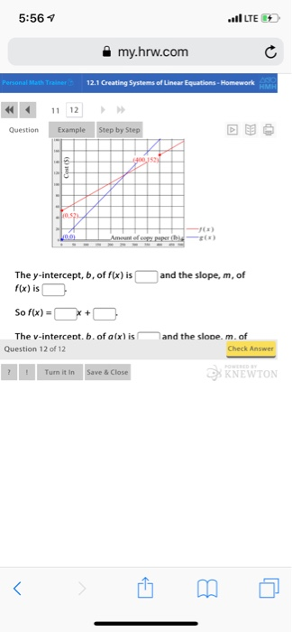 Solved 5:567 LTE a my.hrw.com 12.1 Creating Systems of | Chegg.com