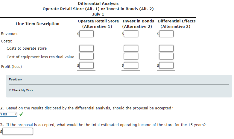 Solved Differential Analysis Involving Opportunity Costs On | Chegg.com