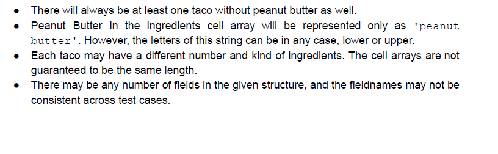 Solved Function Name Nuttherighttaco Inputs 1 Struct 