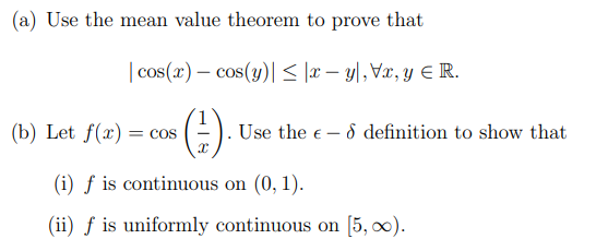 Solved (a) Use the mean value theorem to prove that | Chegg.com