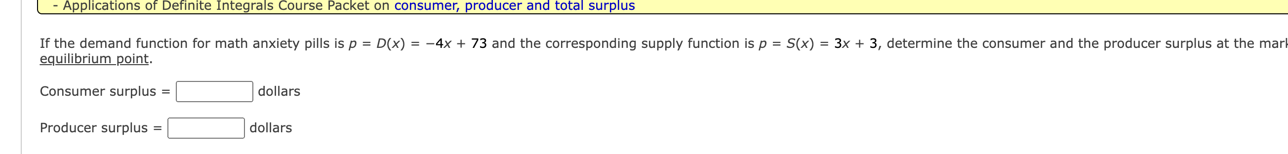 Solved - Applications of Definite Integrals Course Packet on | Chegg.com